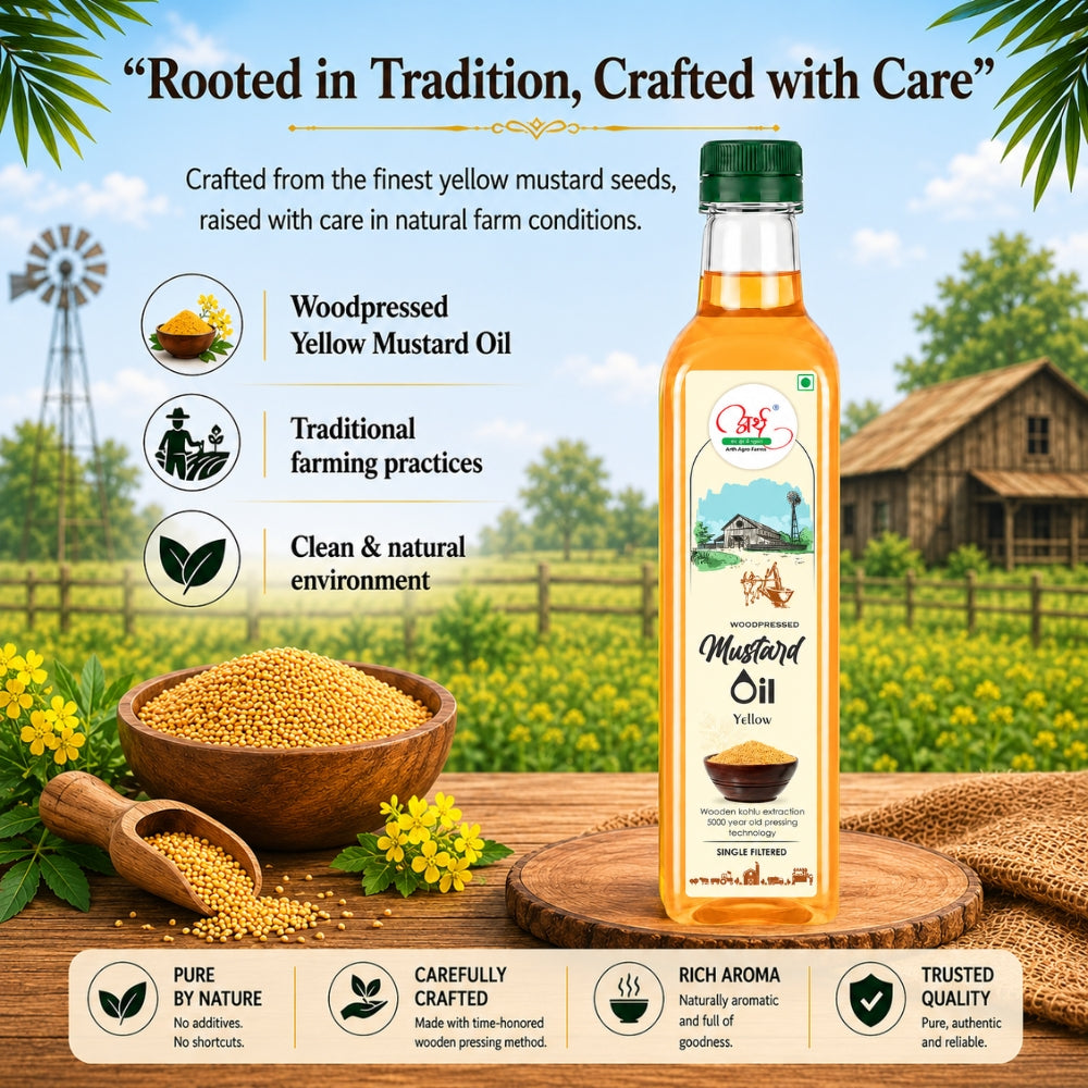 Arth Wood Pressed Yellow Mustard Oil – Arth Agro Farms
